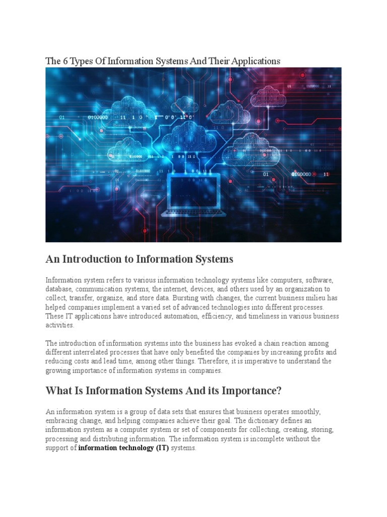 The 6 Types of Information Systems and Their Applications | PDF ...