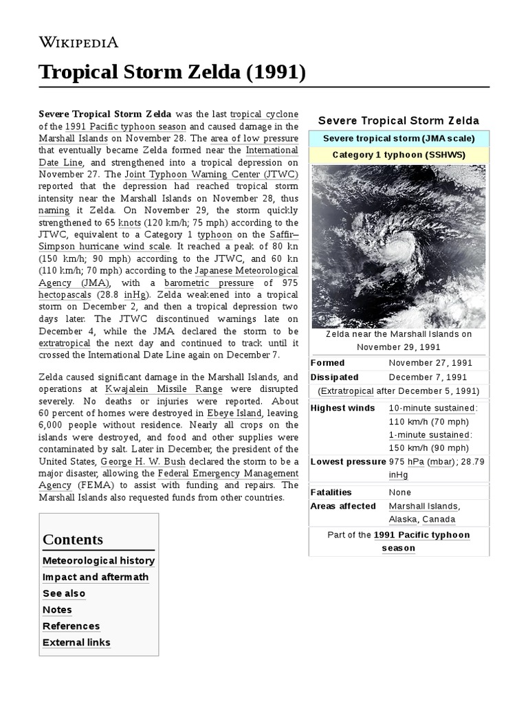 Tropical Storm Zelda (1991) | PDF | Vortices | Natural Disasters