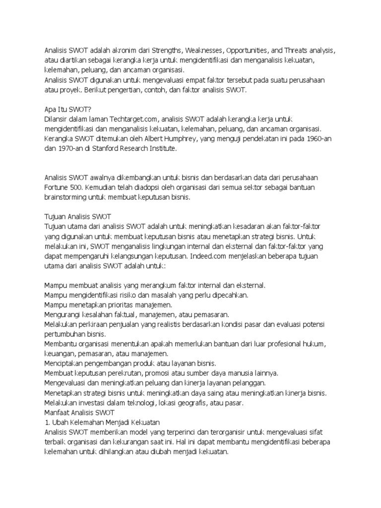 Analisis Swot Pdca 5w1h | PDF