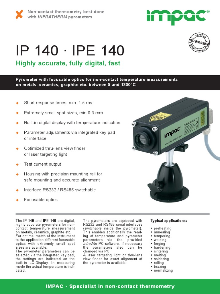 Pirometro IP140 - IPE140 - e | PDF | Electrical Connector | Power Supply