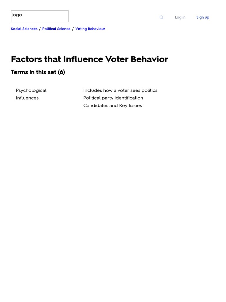 Factors That Influence Voter Behavior Flashcards - Quizlet | PDF ...
