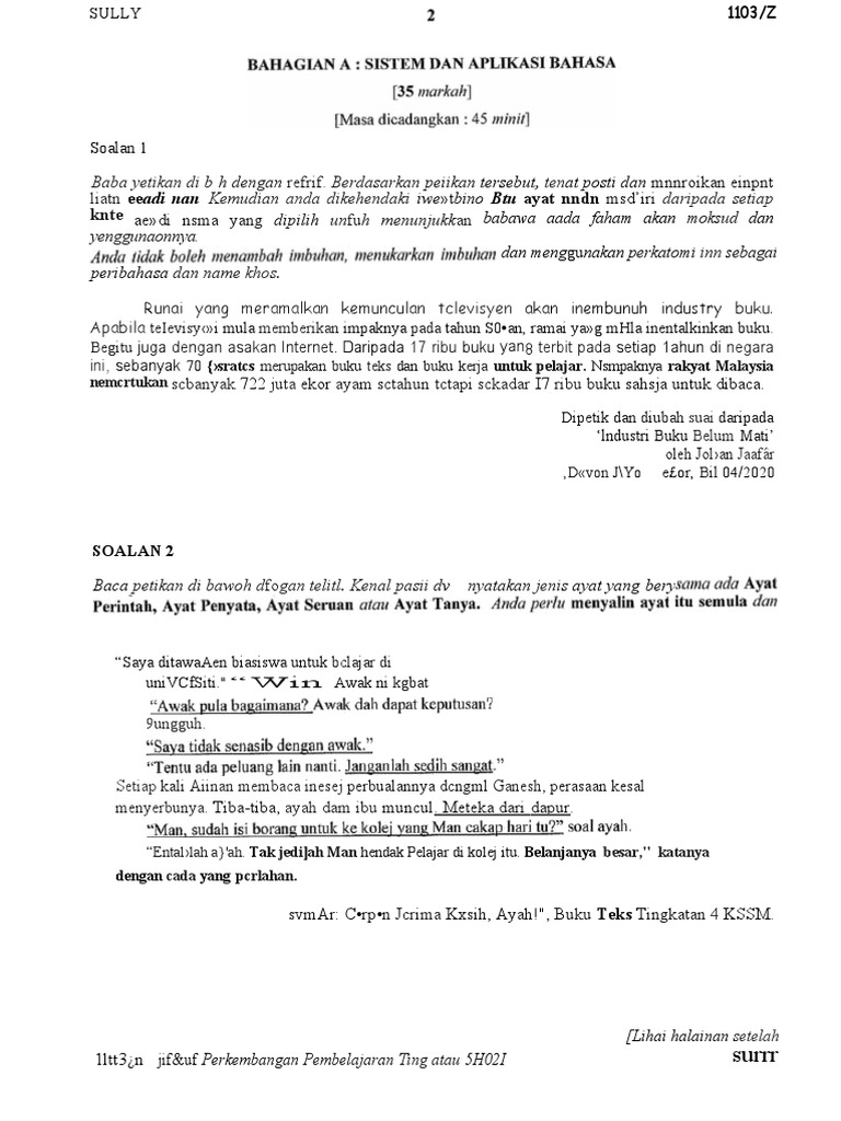 Kertas Trial B. Melayu Terengganu MPP2 K2 2021 2 | PDF