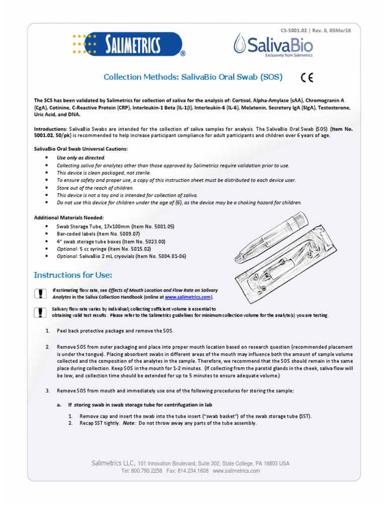 SalivaBio Oral Swab Collection Guide | PDF | Refrigerator