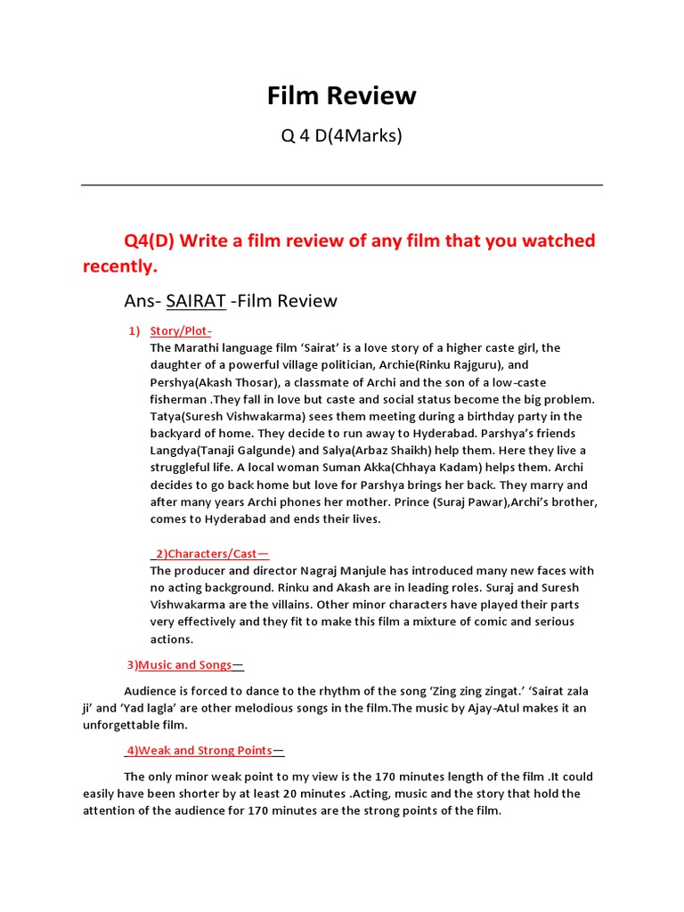 Sairat: A Heartfelt Film Review | PDF