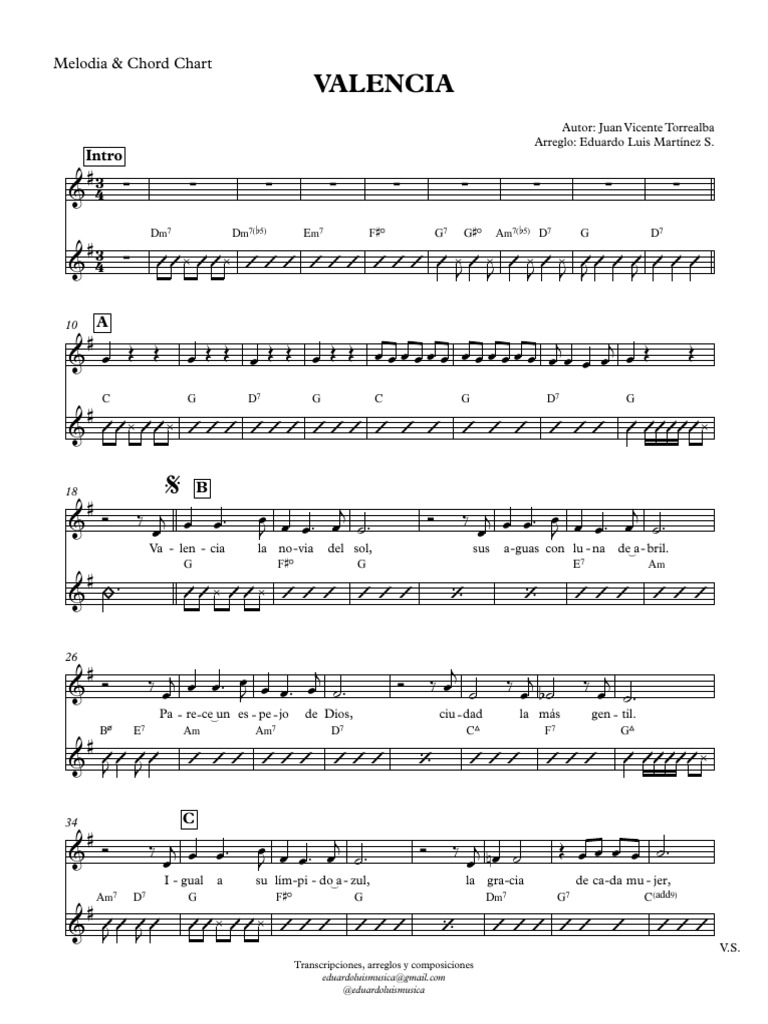 Valencia Coro + Alma Llanera - Melodia & Chord Chart | PDF