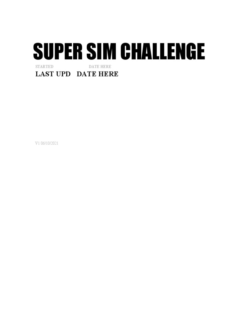 Extreme Super Sim Checklist - v1 | PDF