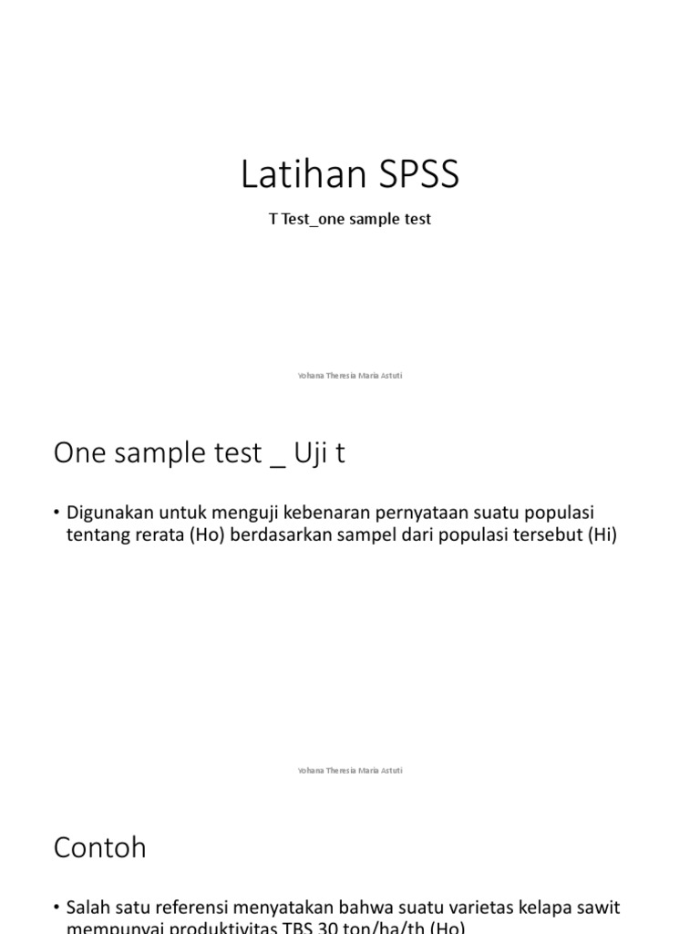 Panduan Uji One Sample T Test SPSS | PDF | Memasak, Makanan, & Anggur