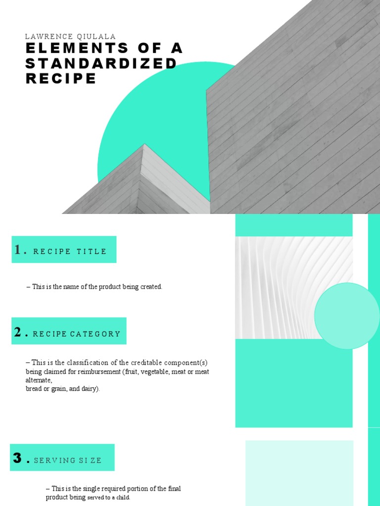 Elements of A Standardized Recipe | Download Free PDF | Foods | Cooking