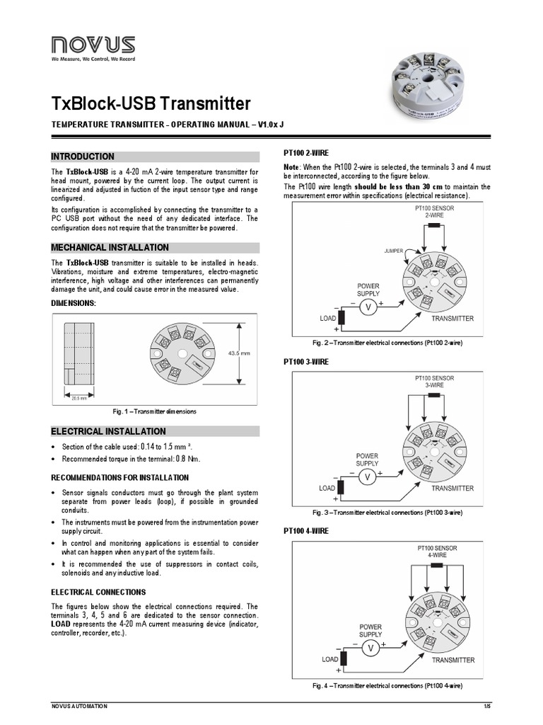 Manual Txblock Transmitter Usb 4-20ma v10x I en | Download Free PDF ...