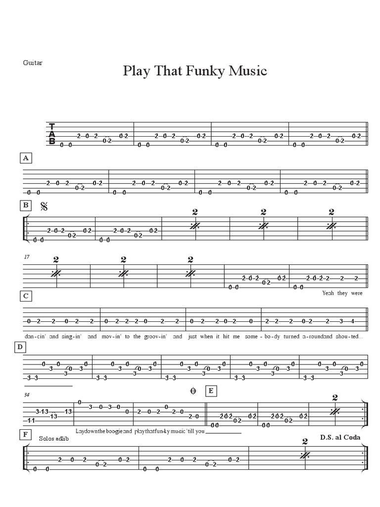 Play That Funky Music - Guitar 1 TAB | PDF
