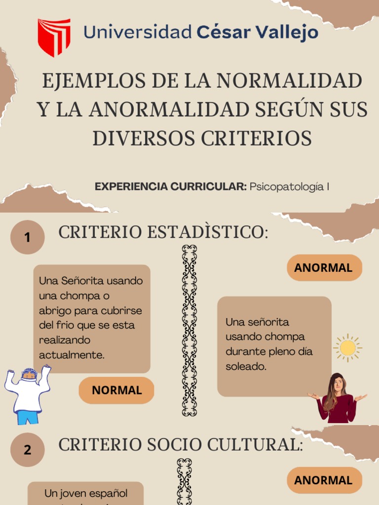 Ejemplos de La Normalidad y La Anormalidad Según Sus Diversos Criterios ...