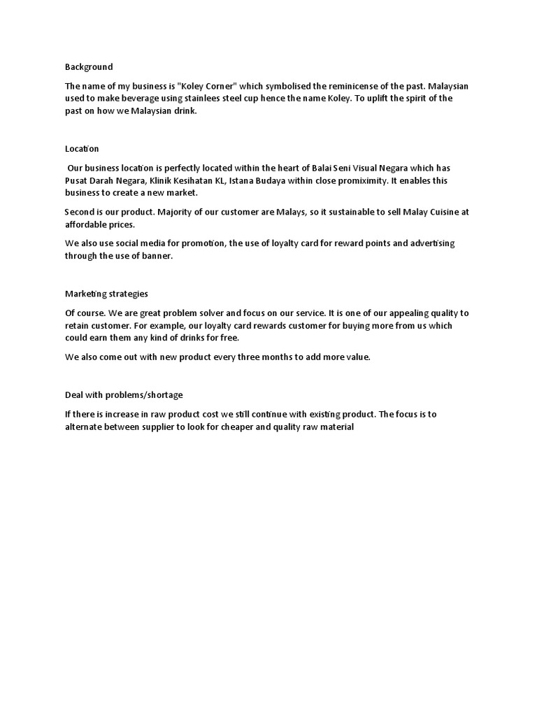 ENT300 Draft Case Study | Download Free PDF | Cuisine | Foods