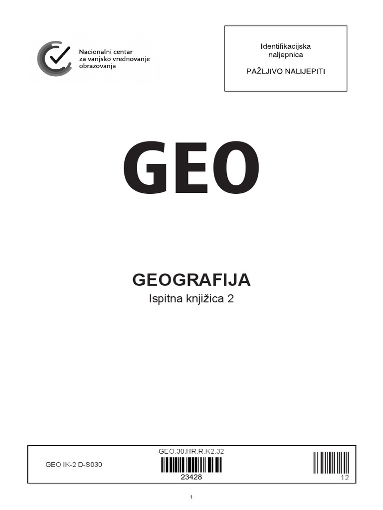 Geografija: Ispitna Knjižica 2 | PDF