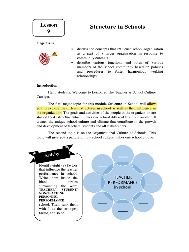 Lesson 9. Structure in Schools | PDF | Organizational Structure | Max Weber