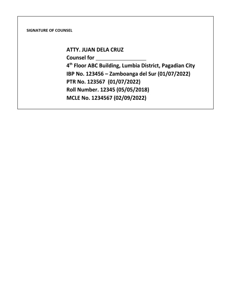 Signature of Counsel | PDF | Law