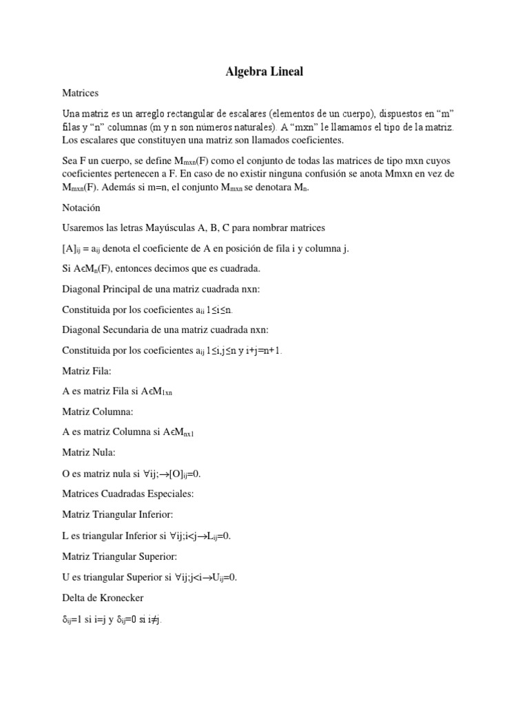 Tema1 Matrices | PDF | Matriz (Matemáticas) | Álgebra