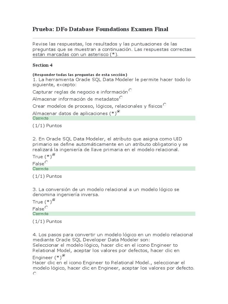 DFo Database Foundations Examen Final | PDF | SQL | Bases de datos