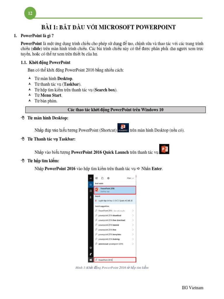 BÀI 1 - BẮT ĐẦU VỚI MICROSOFT POWERPOINT | PDF