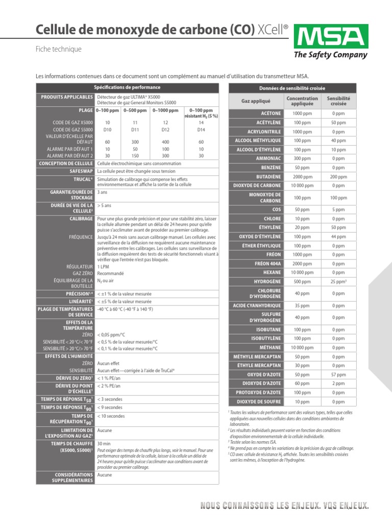 07 ULTIMA-X5000 XCell CO-Sensor Datasheet FR | PDF