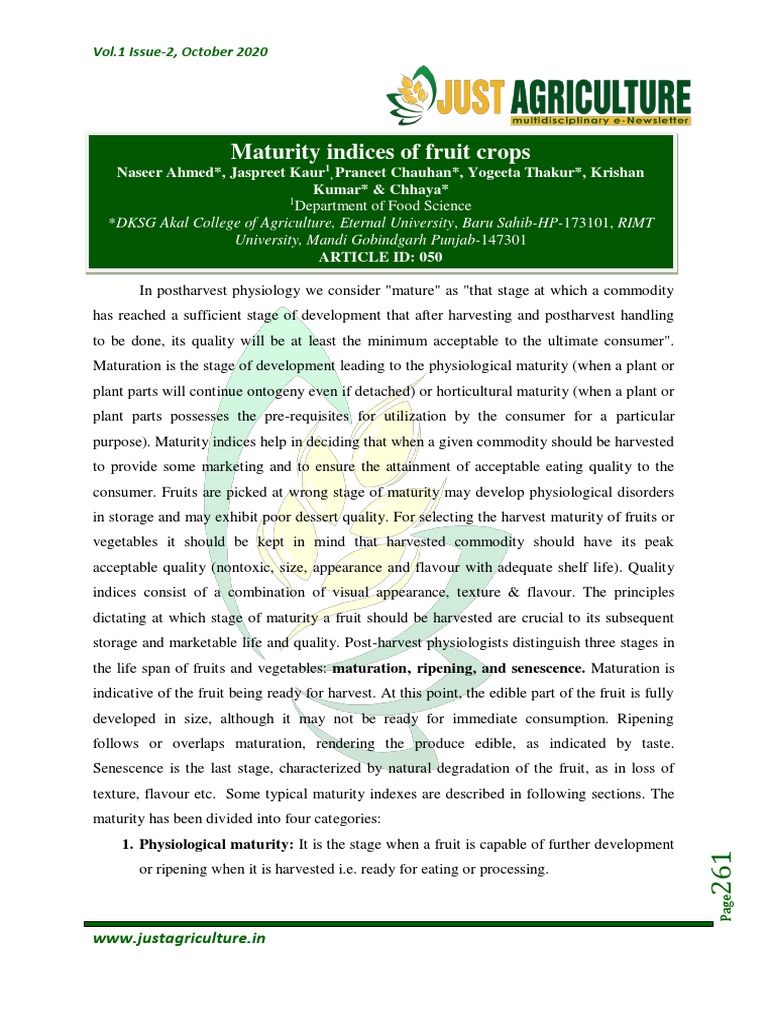 Maturity Indices of Fruit Crops | PDF | Orange (Fruit) | Agriculture