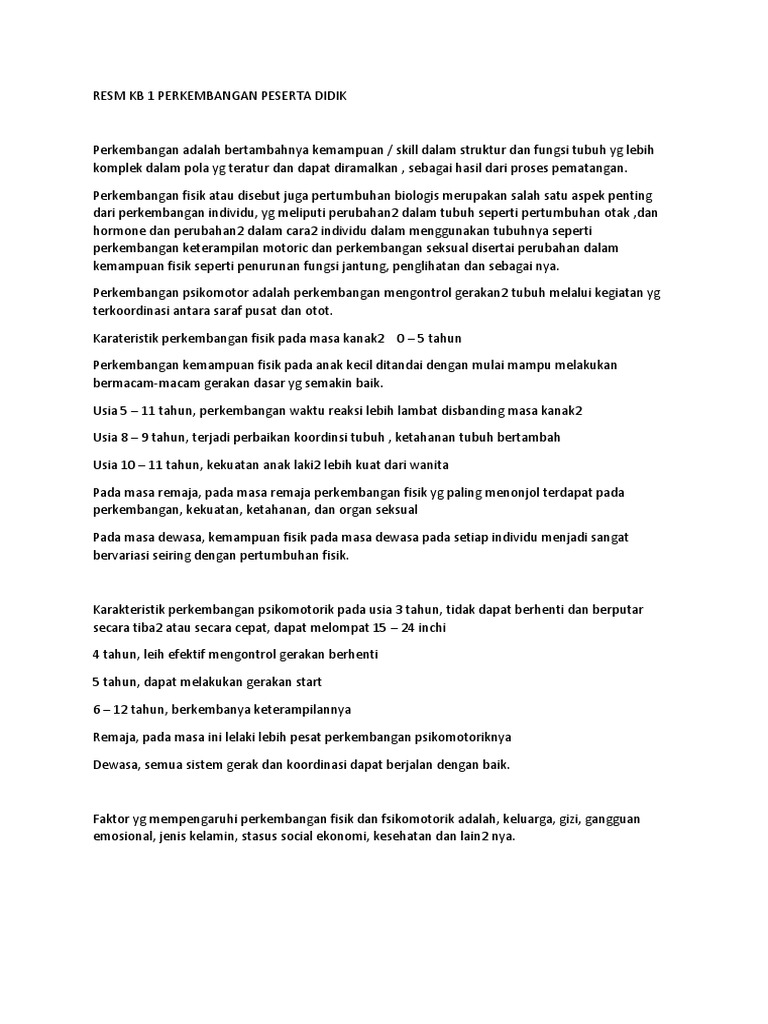 Resm KB 1 Perkembangan Peserta Didik | PDF | Pengembangan Diri
