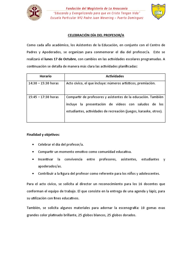 Celebración Día Del Profesor | PDF | Maestros