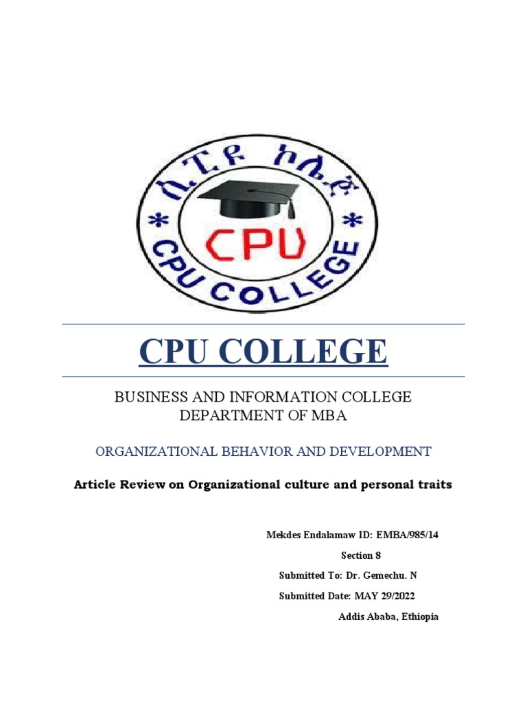 The Impact of The Organizational Culture Traits On Task Performance ...