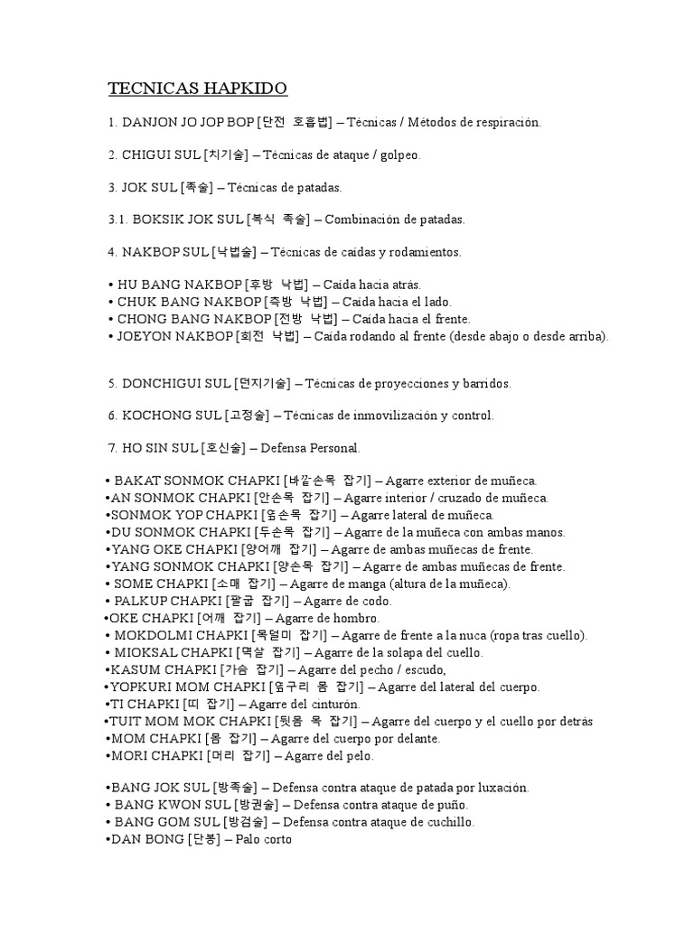 Tecnicas de Hapkido | PDF