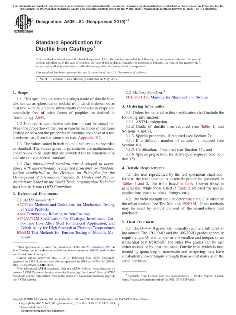 Astm A536-84 2019 | PDF