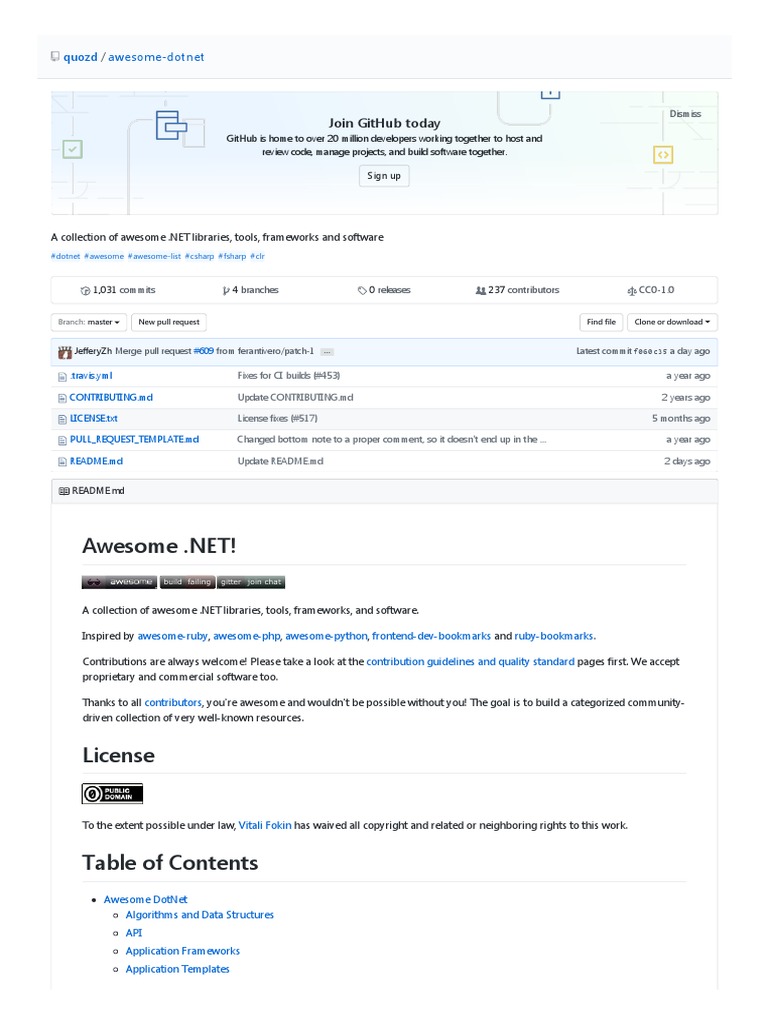 Github Quozd Awesome Dotnet A Collection Of Awesome Libraries Tools Frameworks And