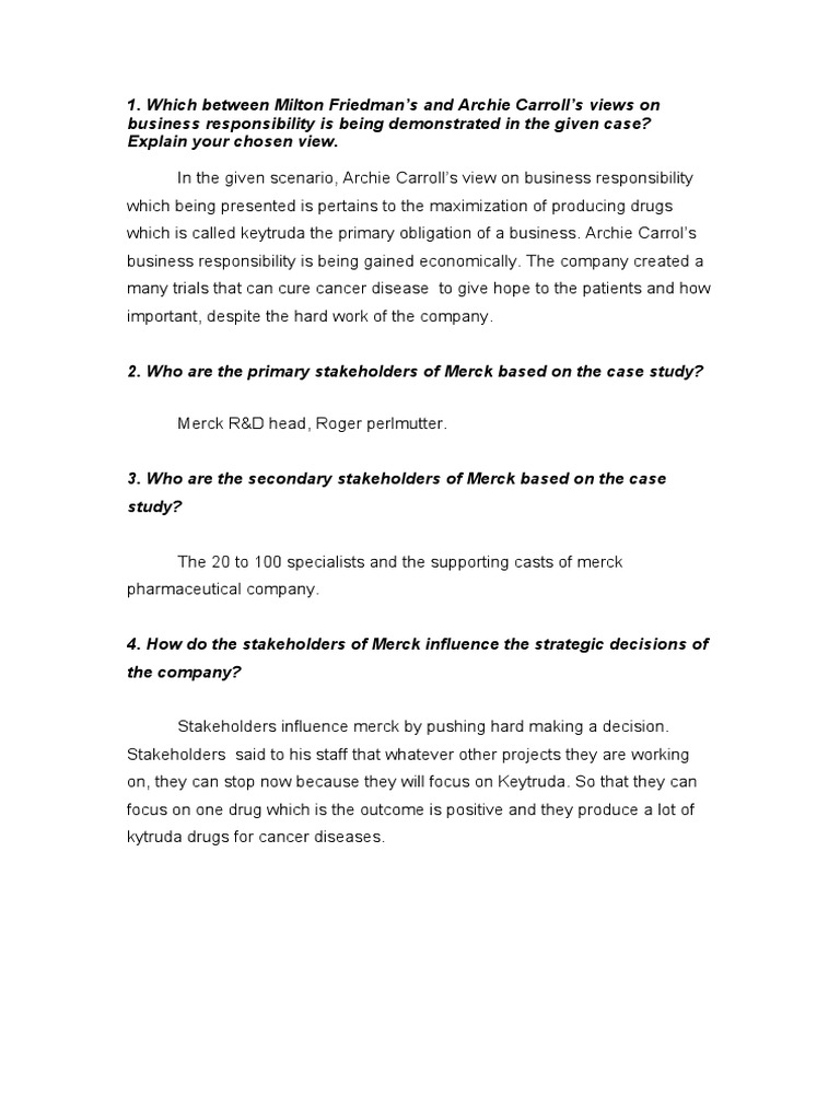Merck S Case Study Prelim | PDF