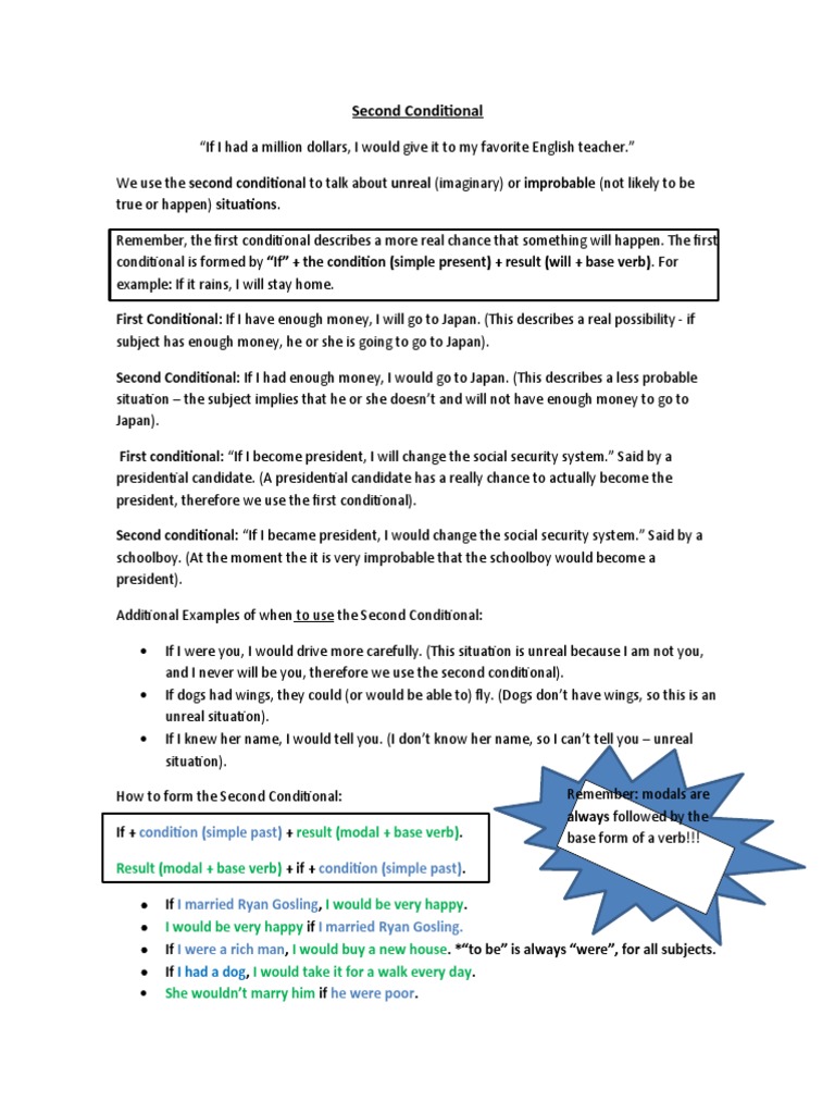 2nd Conditional vs. 1st Cond. | PDF | Verb | Linguistics