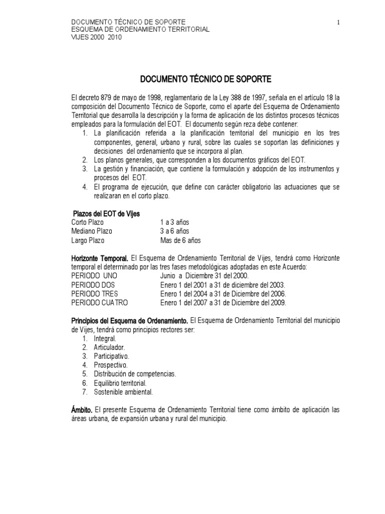 Documento Tecnico de Soporte Octubre 2000 | PDF | Área rural | Planificación