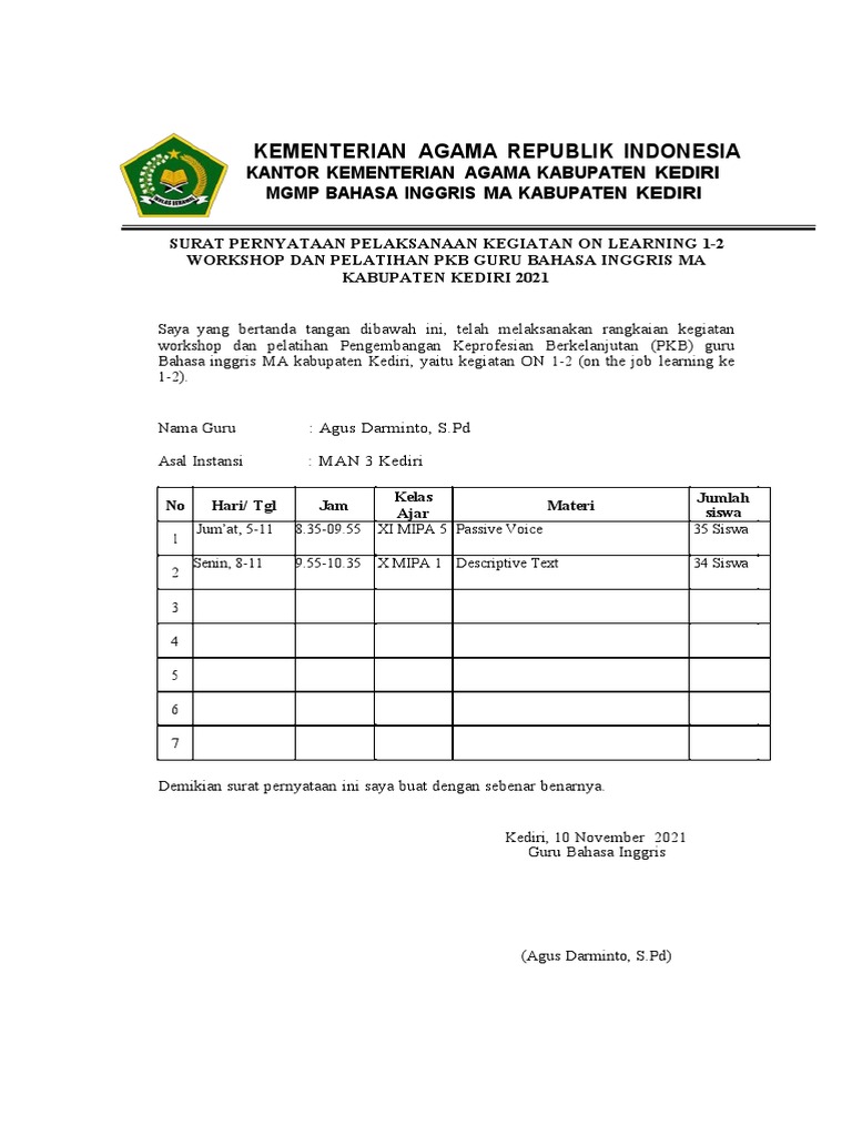 Laporan ON 1-2 P.agus.D | PDF