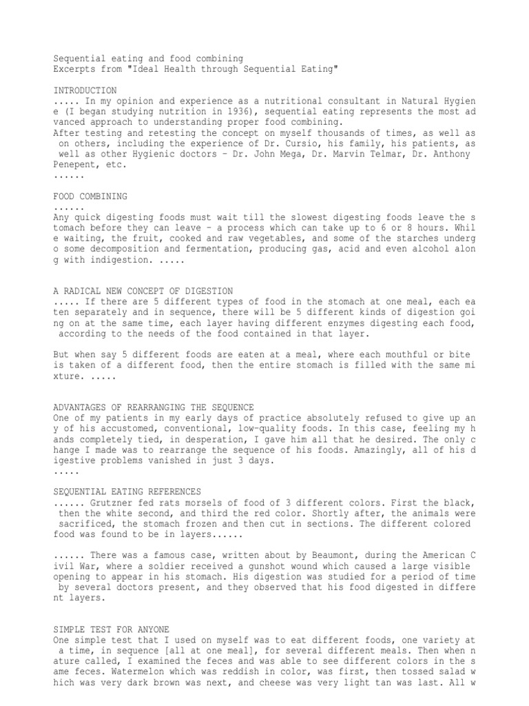 Sequential Eating for Better Digestion | PDF | Vegetables | Eating