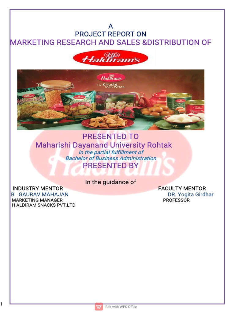 Marketing Project Report On Haldiram S | PDF