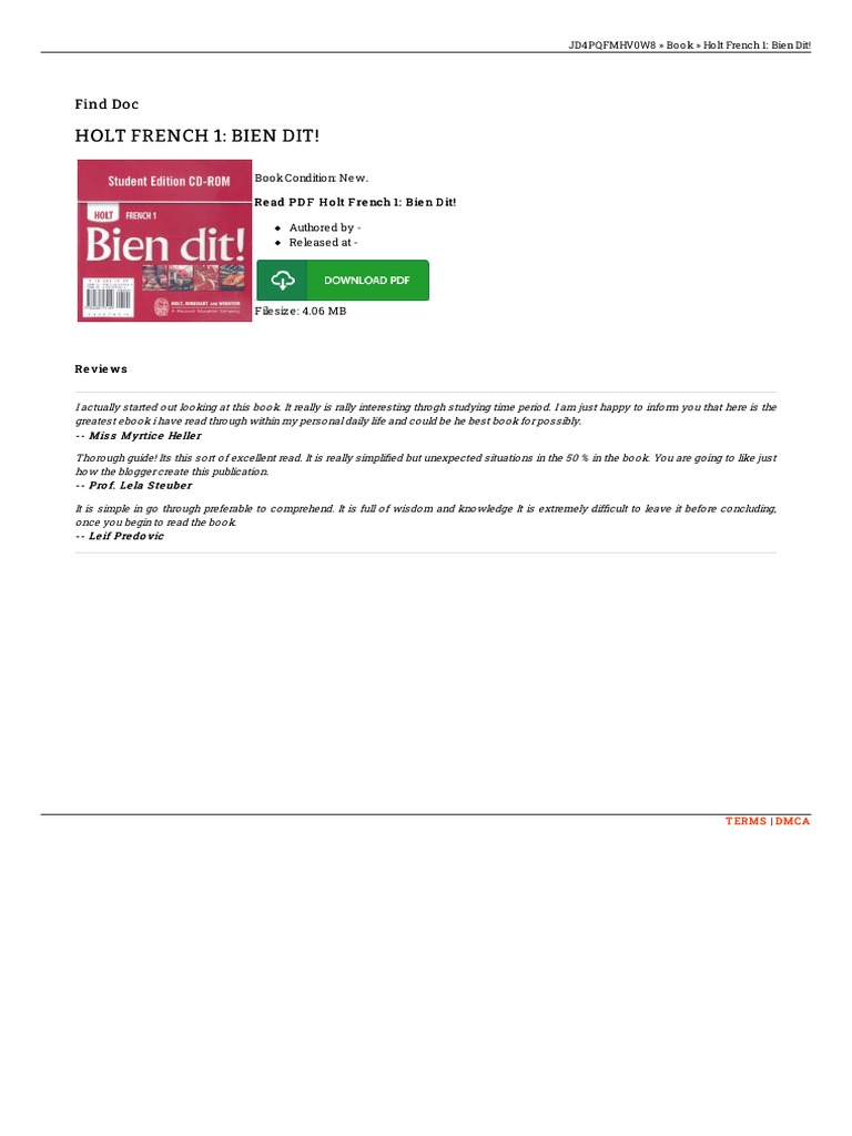 H 9780030797149 Holt French 1 Bien Dit 1 | PDF | Language Arts ...