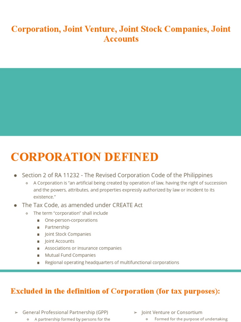 Corporation Joint Accounts | PDF | Joint Stock Company | Consortium