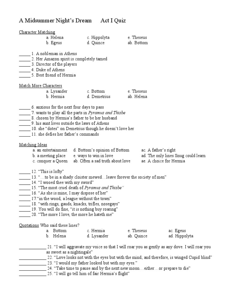 A Midsummer Night's Dream 2 | PDF | A Midsummer Night's Dream | Theseus