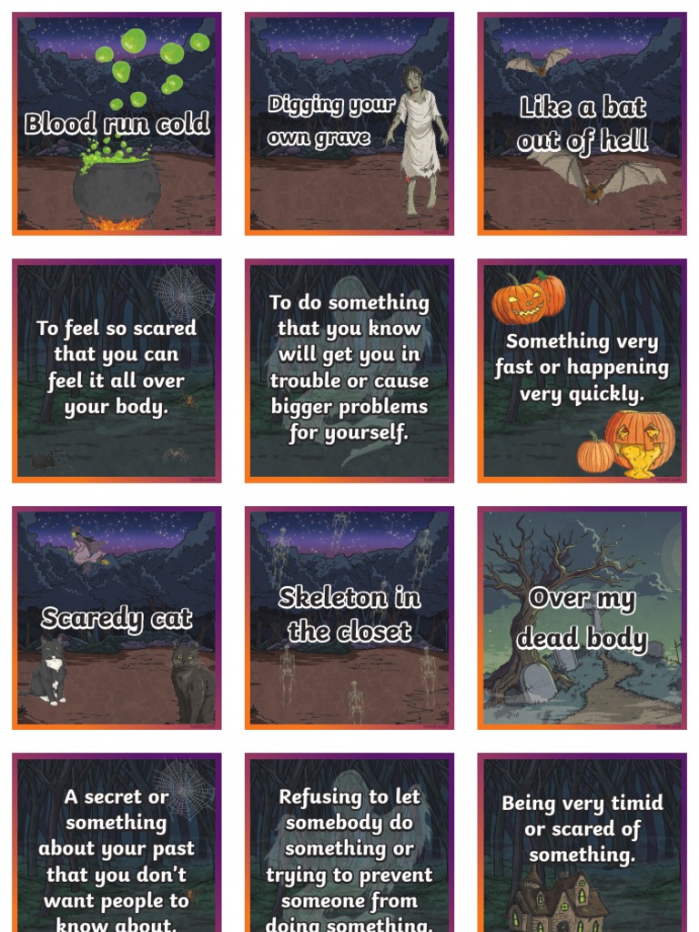 T Eal 1632465627 Esl Halloween Idiom Matching Cards - Ver - 1 | PDF