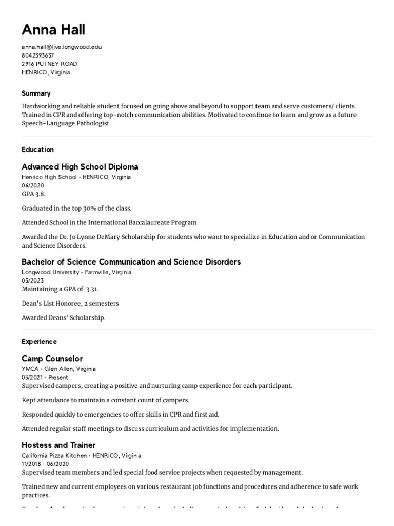 Anna Hall Resume Copy 2 | PDF