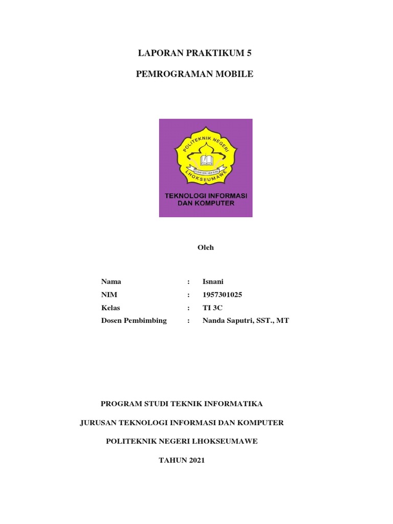 LAPORAN PRAKTIKUM 5 Dart | PDF LAPORAN PRAKTIKUM 5 Dart | PDF