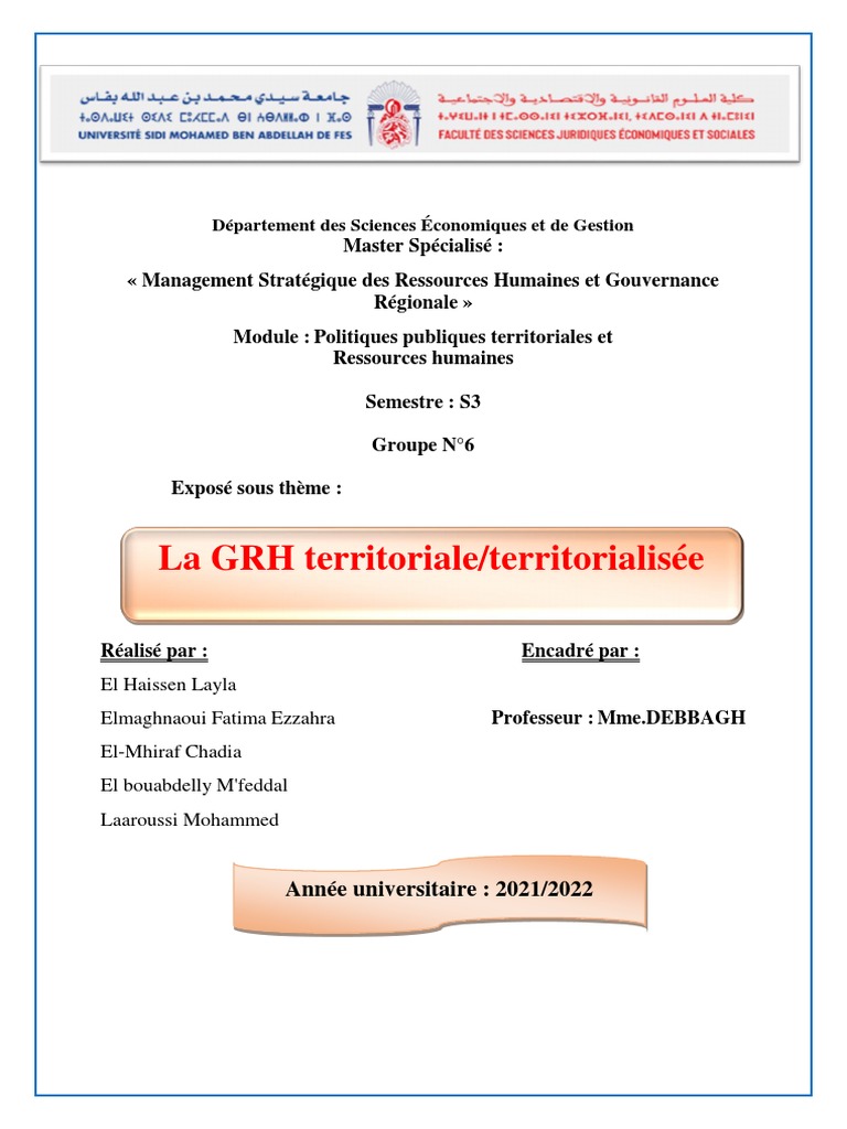 La GRH Territoriale Territorialisée | PDF | Gestion des ressources ...