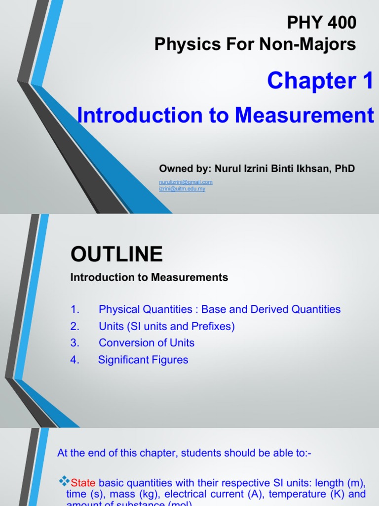 Chapter 1 - Introduction To Measurement (PHY400) | PDF | Significant ...