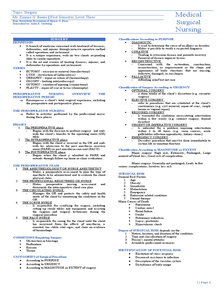 Surgery Transes | PDF | Surgery | Anesthesia