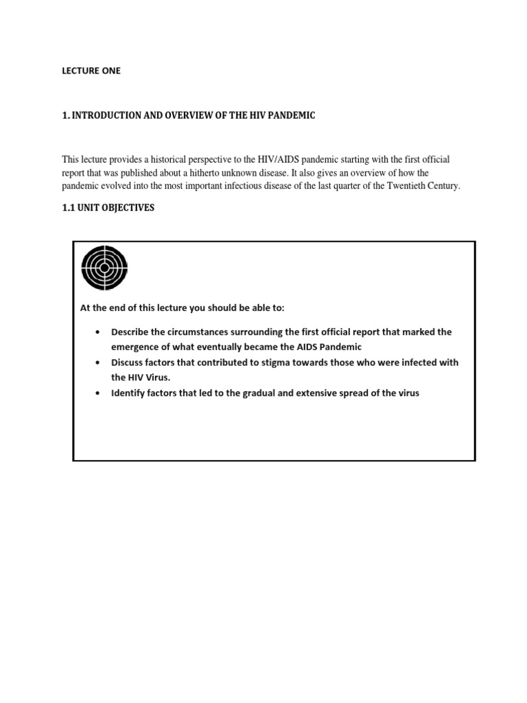 Lecture 1 | PDF | Hiv/Aids | Management Of Hiv/Aids