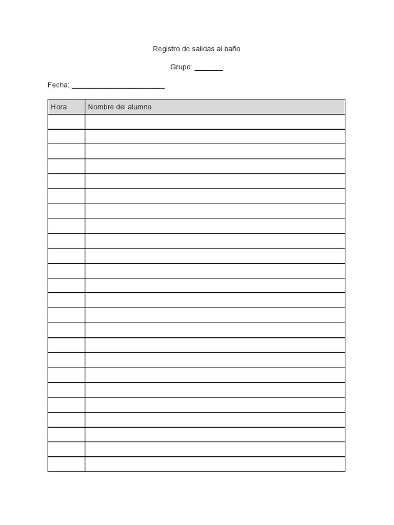 Registro de Salidas Al Baño | PDF