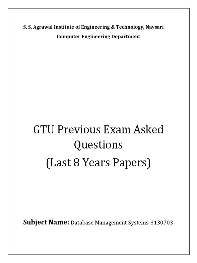 DBMS - GTU - Asked - Ques - Unit Wise | PDF | Databases | Information Science