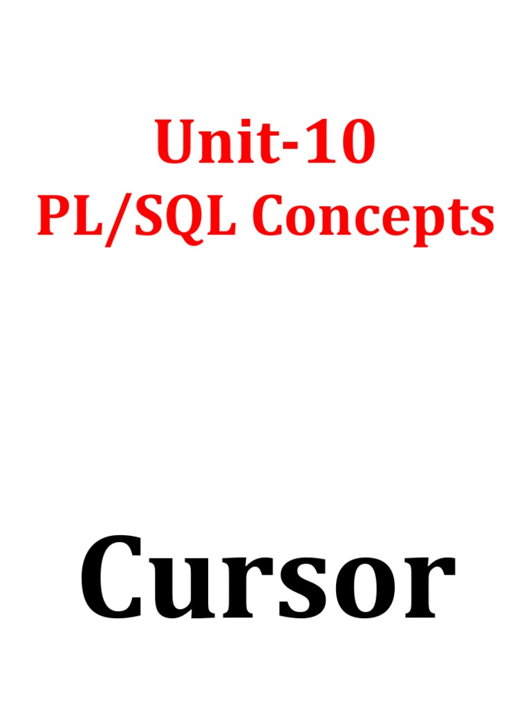 Unit 10 Pl Sql Concepts Pdf Pl Sql Databases