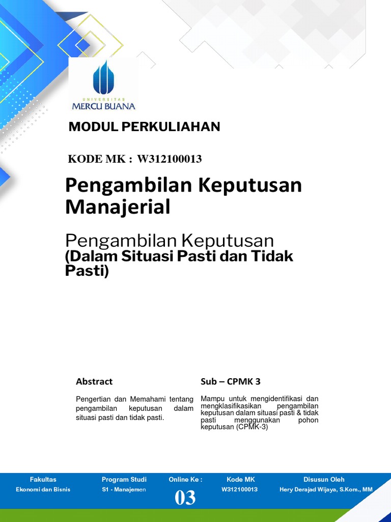 Modul Pengambilan Keputusan Manajerial (TM3) | PDF